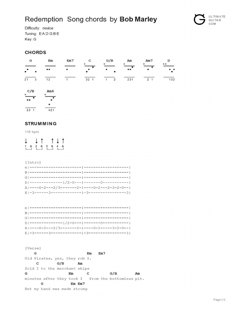 Redemption Song Chords | PDF