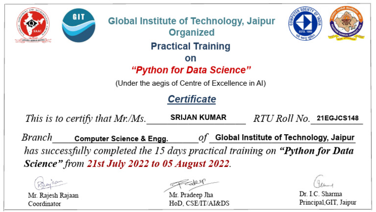 Practical Training Certificate | PDF