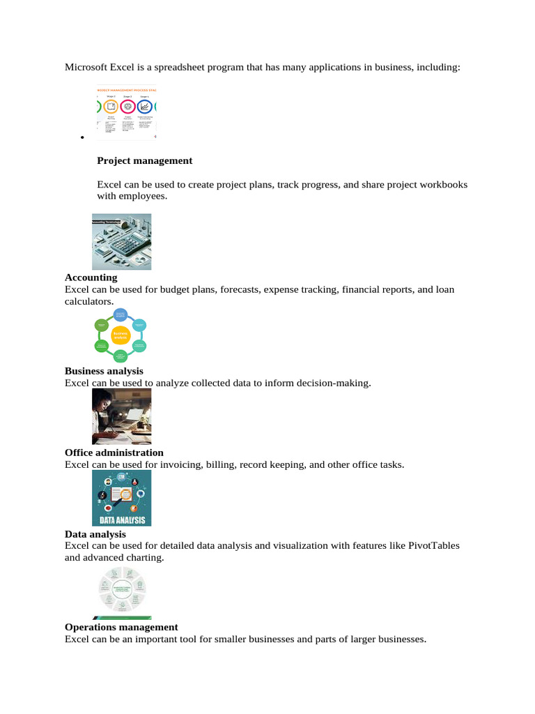 Applications of Exel | PDF | Microsoft Excel | Visual Basic For ...