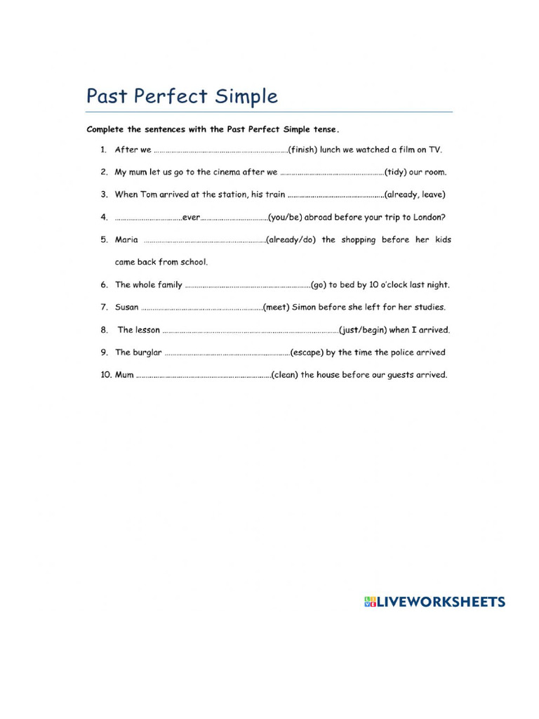 Past Perfect Simple | PDF