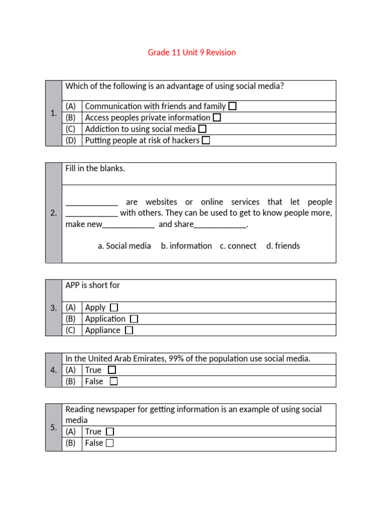 Grade 11 Social Media Impact Revision | PDF | Social Media | Popular ...