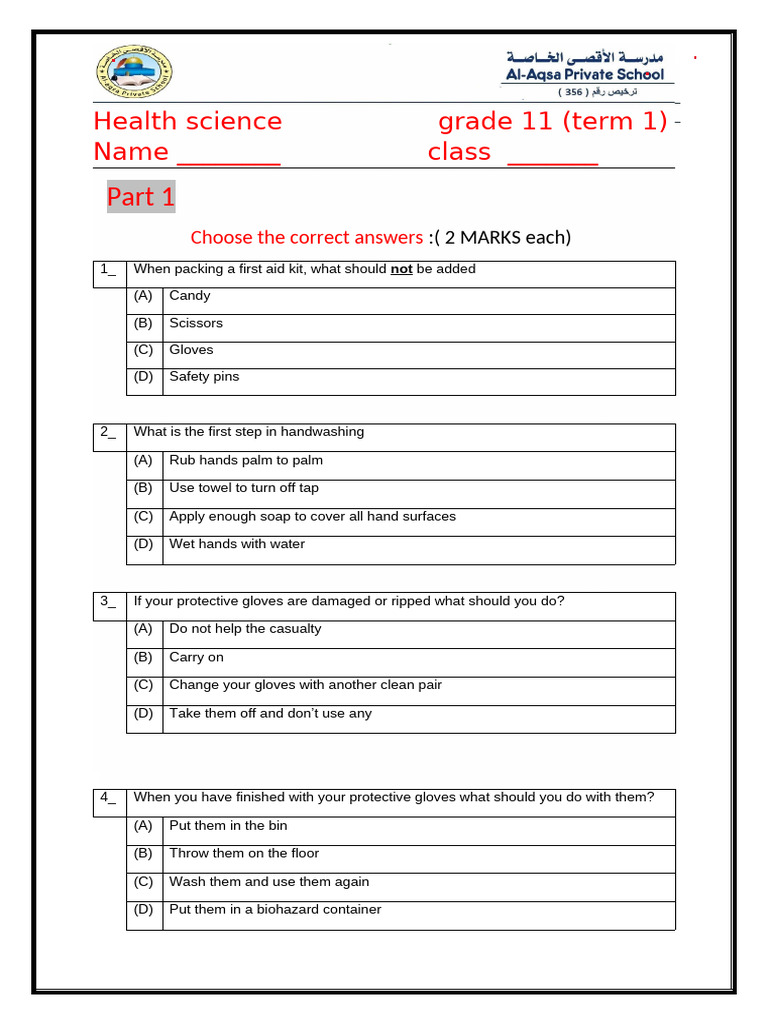 grade11 exam 2 hs | PDF | Artery | Vein