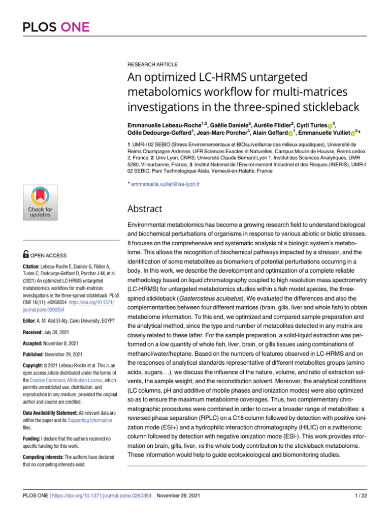 An Optimized LC-HRMS Untargeted Metabolomics Workflow For Multi ...