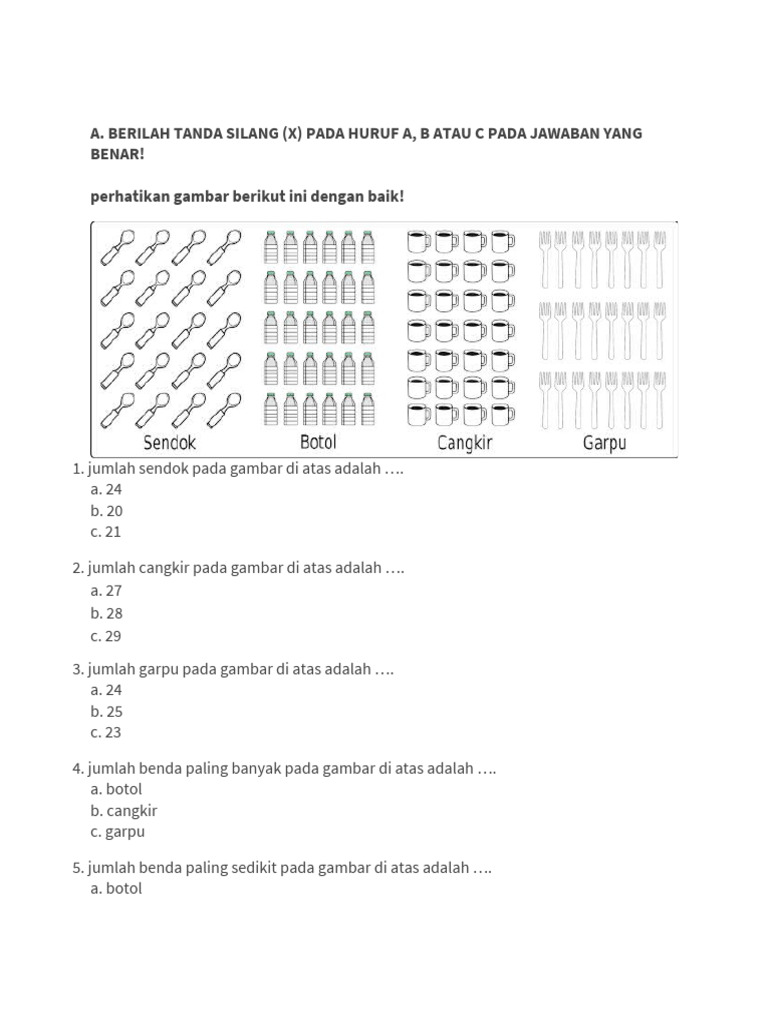 Latihan Soal Kls 1 SD | PDF