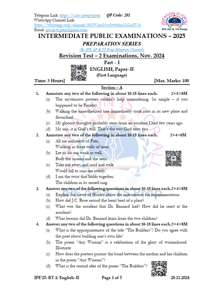 IPE'25 RT-2 Sr. English | PDF