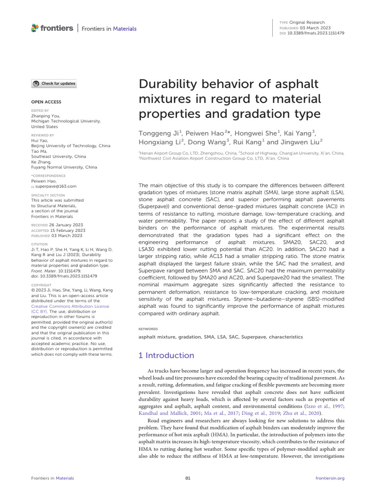 Durability Behavior of Asphalt | PDF | Materials | Building Engineering