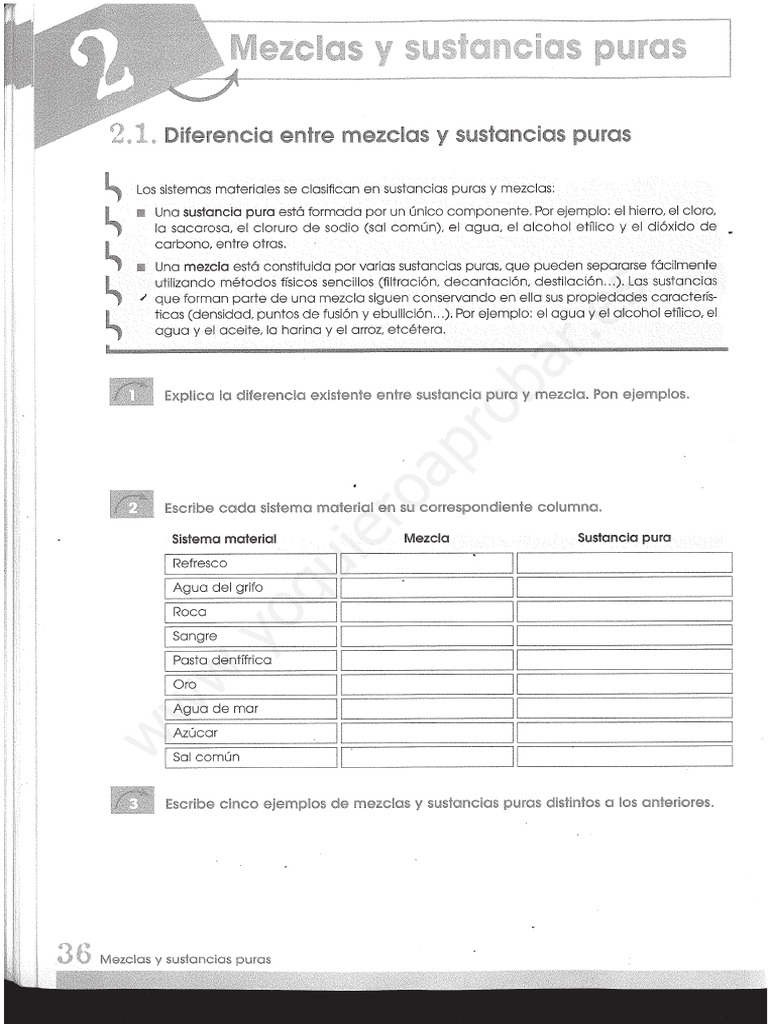 Mezclas y sustancias puras | PDF