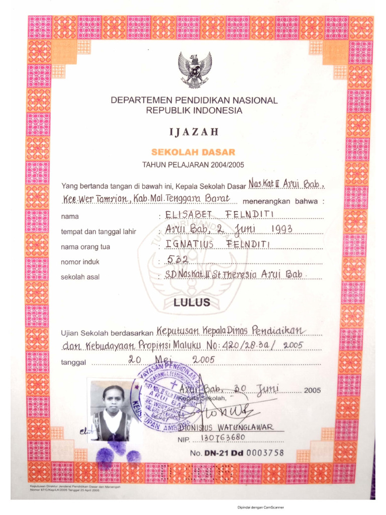Ijazah SD Elza | PDF