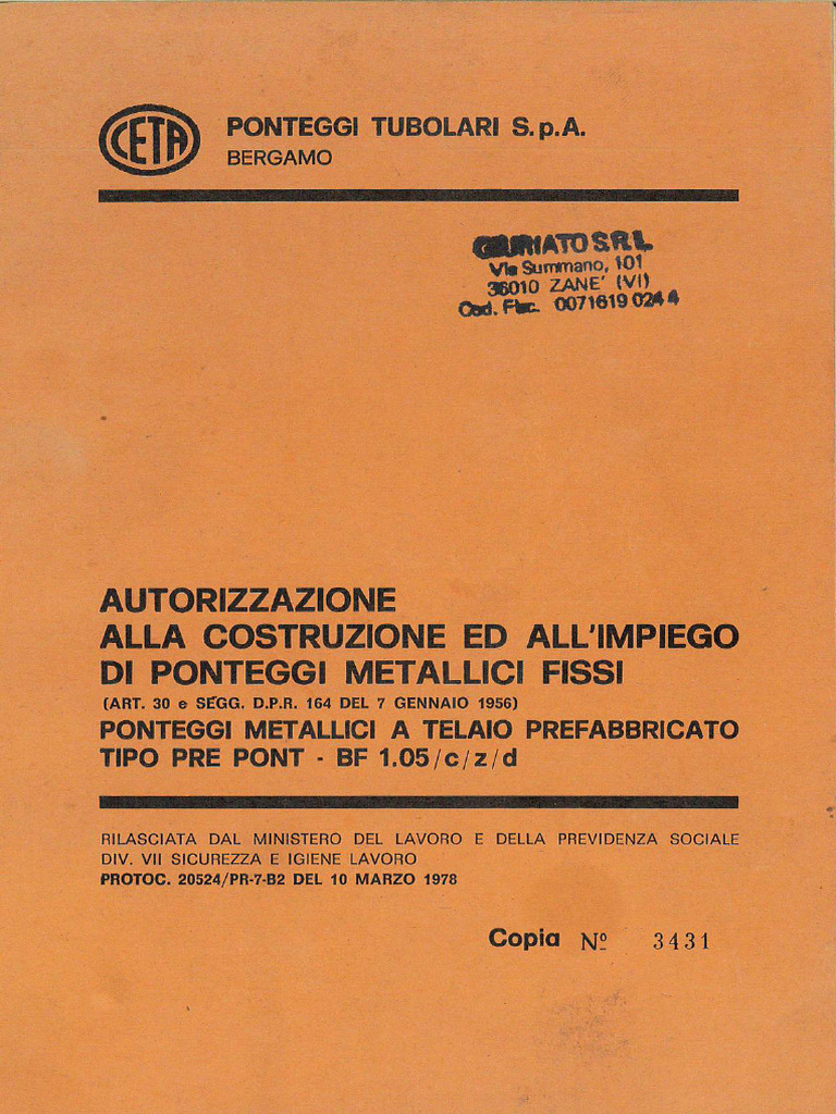 Ponteggio Ceta Libretto | PDF