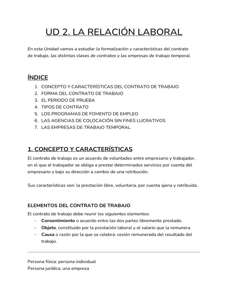 FOL - UD 2 La Relación Laboral | PDF | Derecho laboral | Justicia