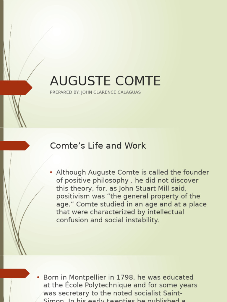 Auguste Comte: Life and Positivism | PDF