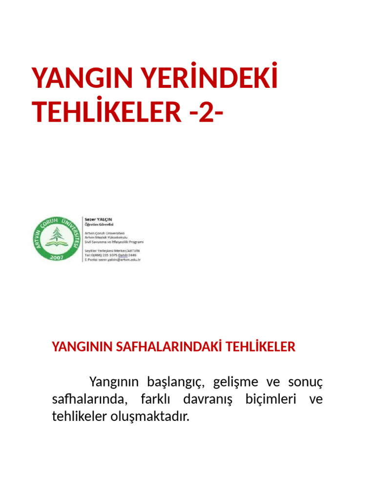 Yanma Ve Yangın Bilgisi Sunu 9 Yangın Yerindeki Tehlikeler 2 | PDF