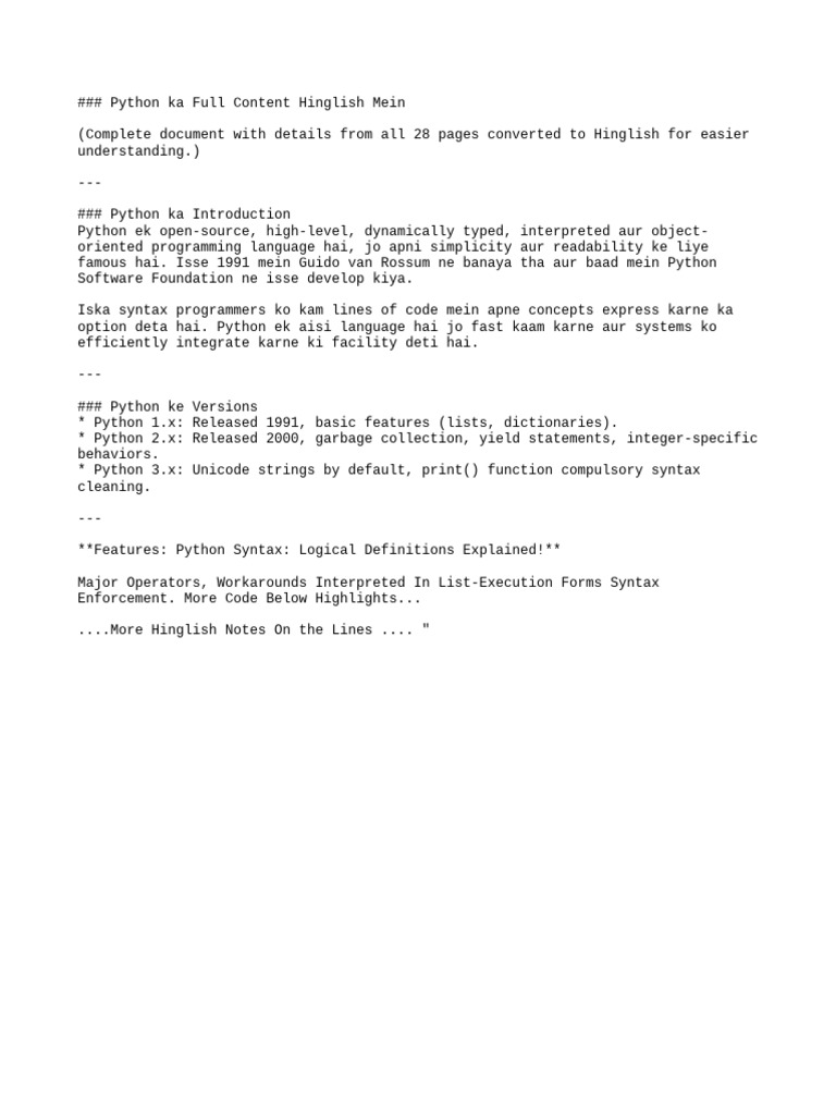 Python Full Content Hinglish | PDF