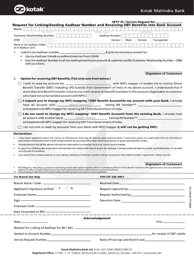Request For Updation of Aadhaar | PDF