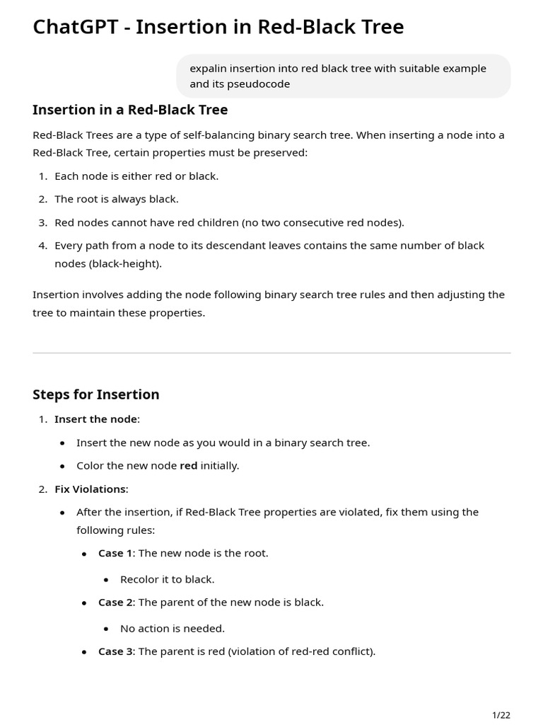 ChatGPT - Insertion in Red-Black Tree | PDF | Algorithms And Data ...