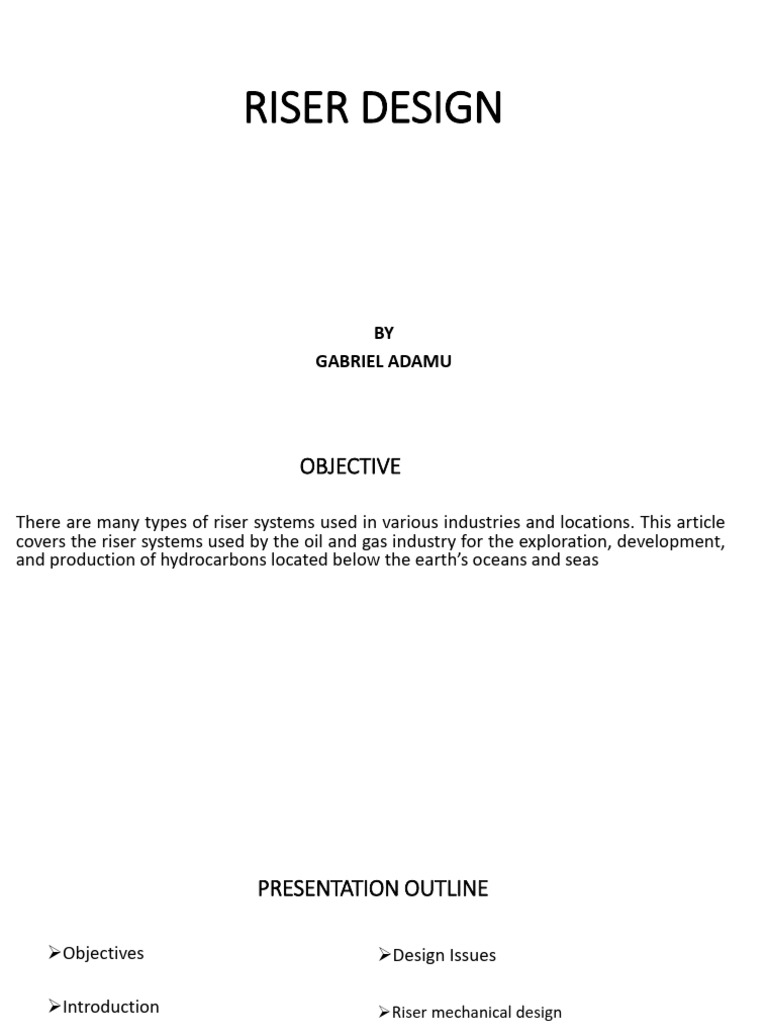 Riser Design Presentation - by Engr. Adamu Gabriel | PDF | Offshore ...