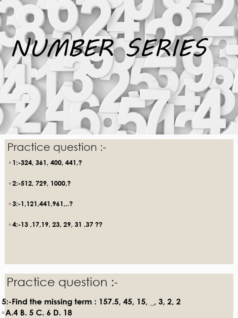 Number Series Practice Questions | PDF