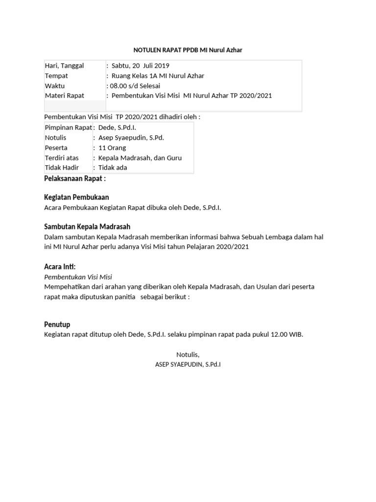 Notulen Rapat, TTD, Daftar Hadir, Foto Kegiatan | PDF
