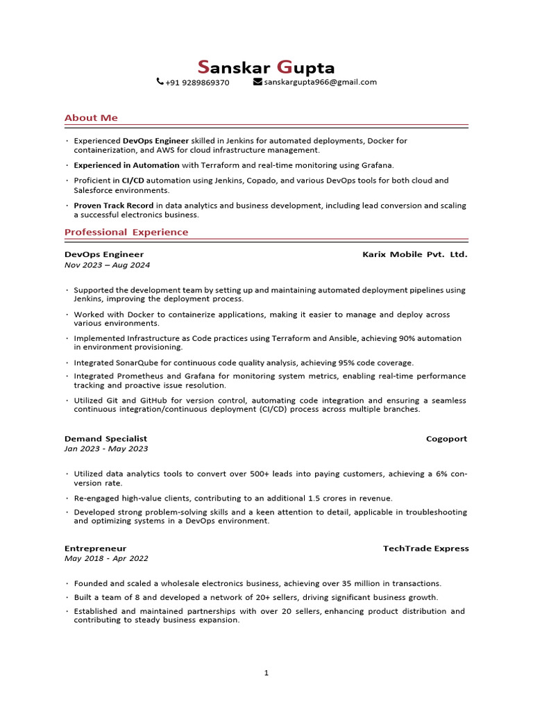 Sanskar Gupta Resume | PDF | Cloud Computing | Amazon Web Services