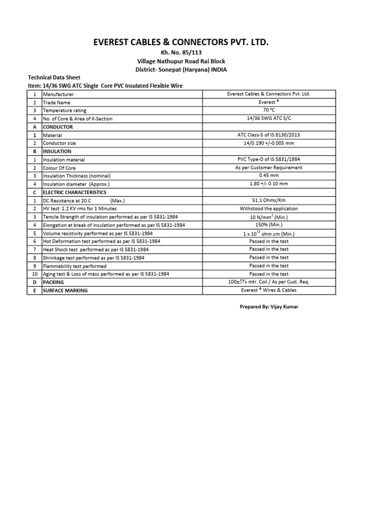 14-36 SWG ATC TDS DT 090223 | PDF | Insulator (Electricity ...