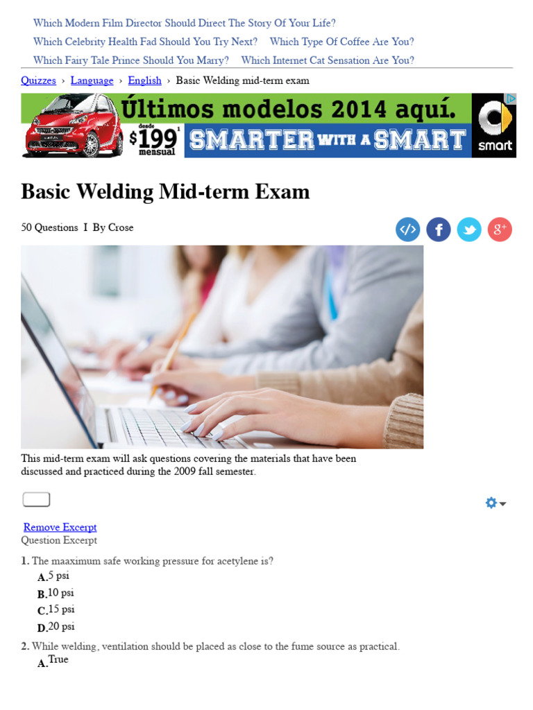 Welding Mid-Term Exam | PDF | Welding | Construction