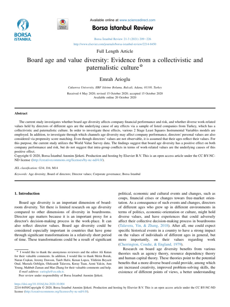 Board Age and Value Diversity Evidence From A Collectivistic and ...