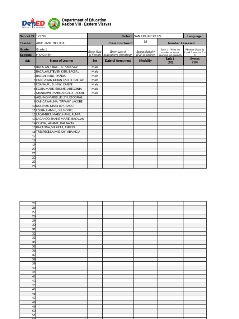 R8 G1 BoSY CRLA Scoresheet - v6 - (Teachername - Schoolname) | PDF ...