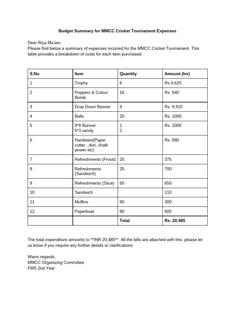 MMCC Expense Report | PDF