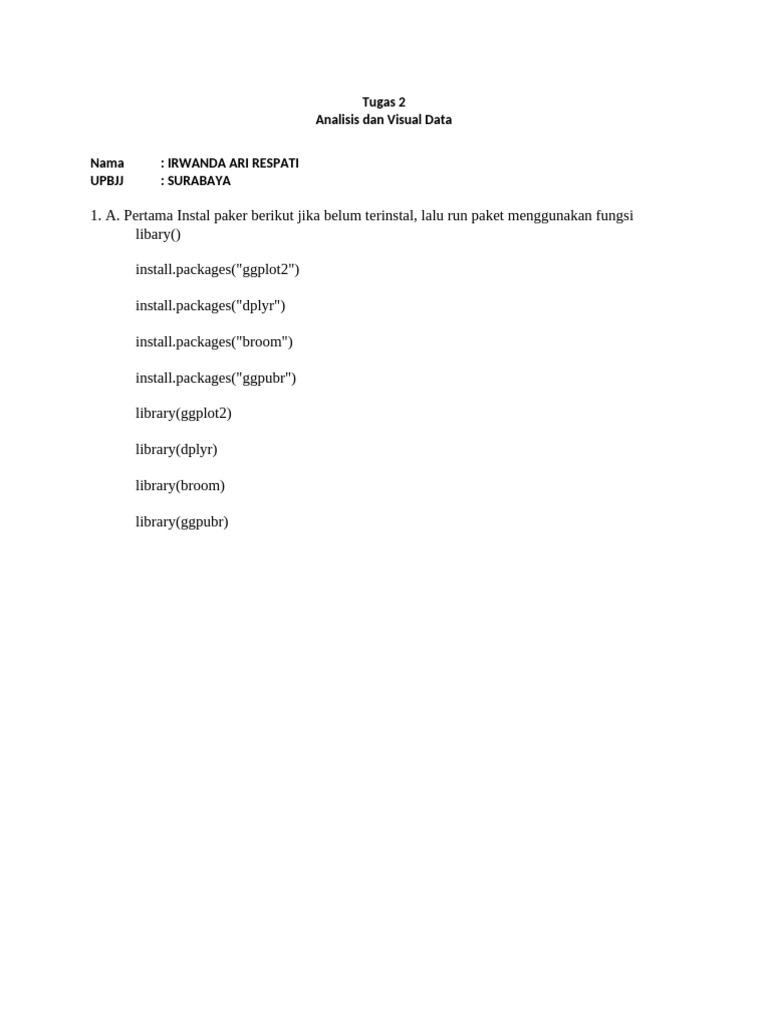 Tugas 1 Analisis Dan Visual Data | PDF