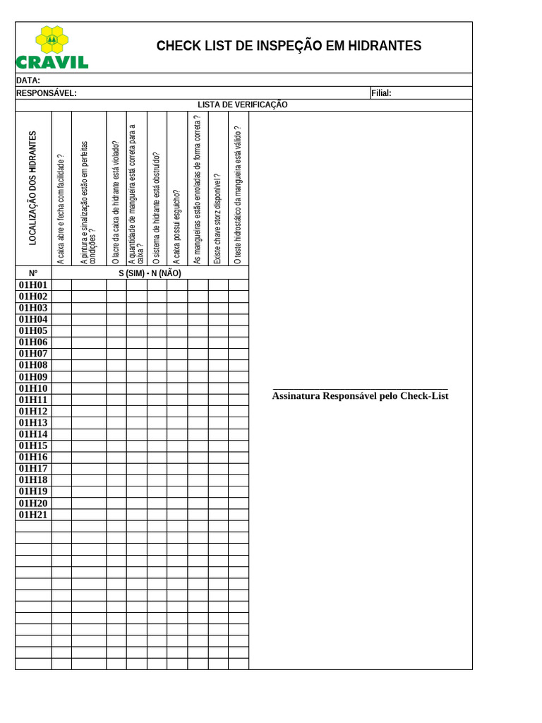 Check-List de Extintor e Hidrante Sede | PDF