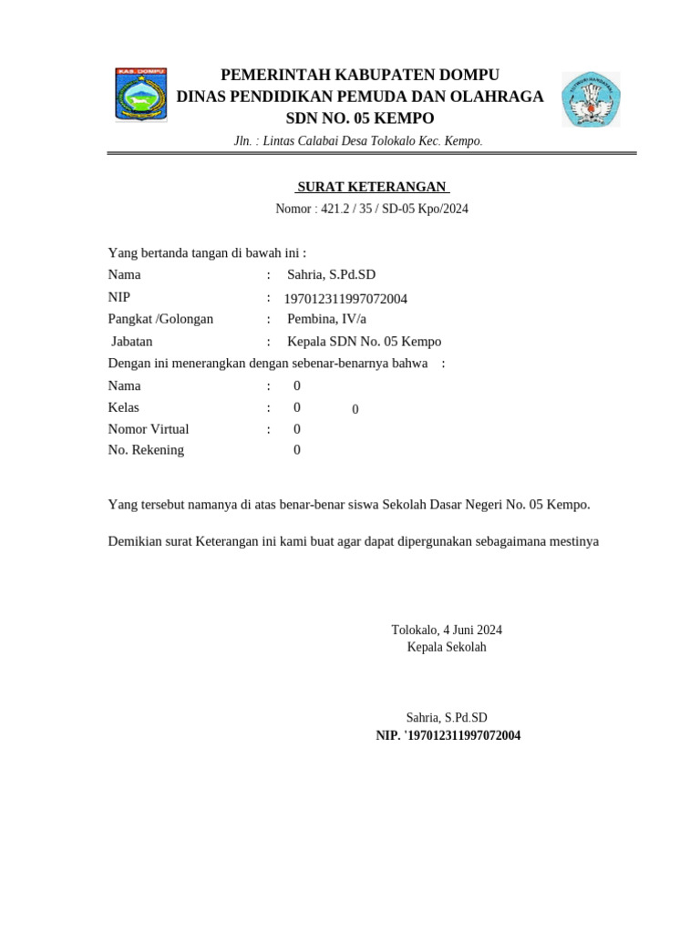 Surat Keterangan BSM | PDF