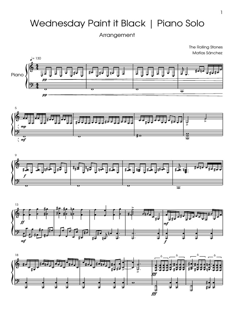 Wednesday Paint It Black - Piano Solo | PDF