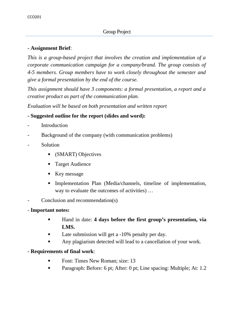 CCO201-Group Project | PDF