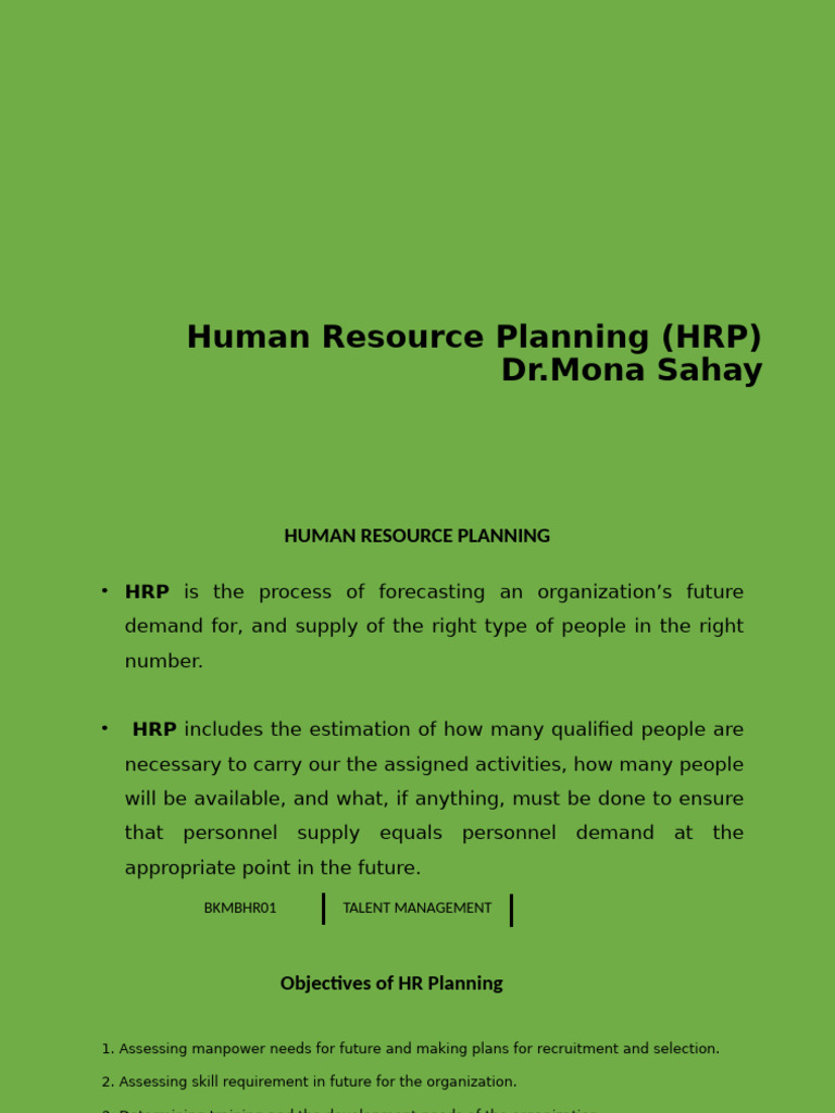 Human Resource Planning (HRP) - in Learning Purpose We Can Discuss What ...