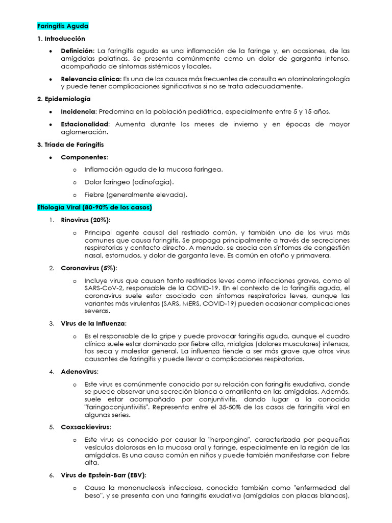 Faringitis Aguda: Causas y Complicaciones | PDF | Estreptococo ...