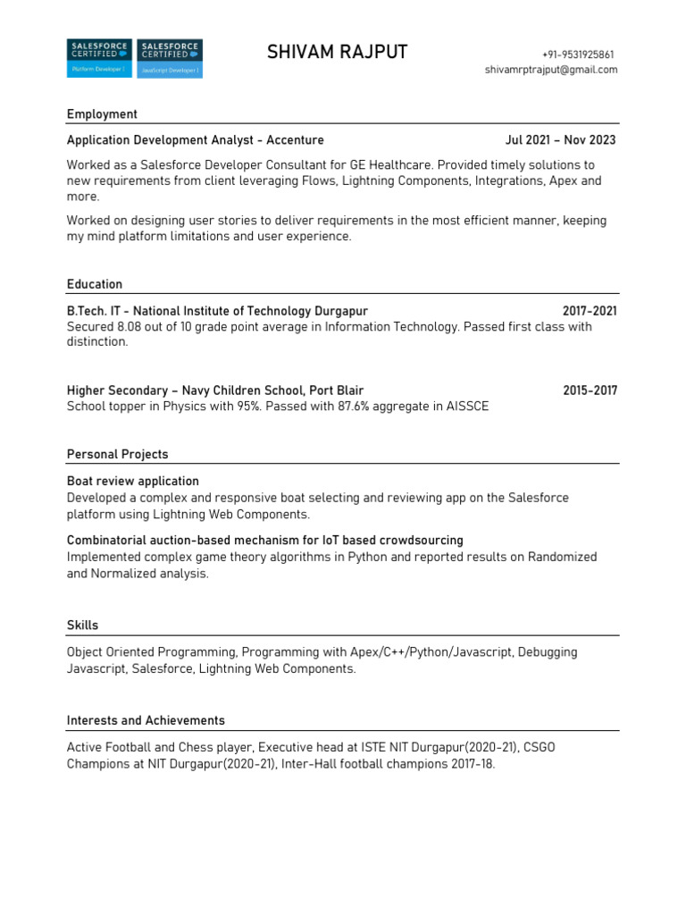 Shivam Rajput Resume | PDF