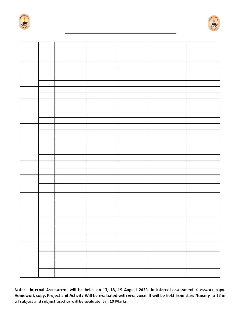 II Unit Test Sceme Chart Class Nursery To XII 16.08.23 | PDF | Science