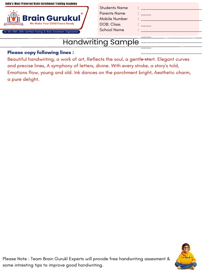 Handwriting Sample | PDF