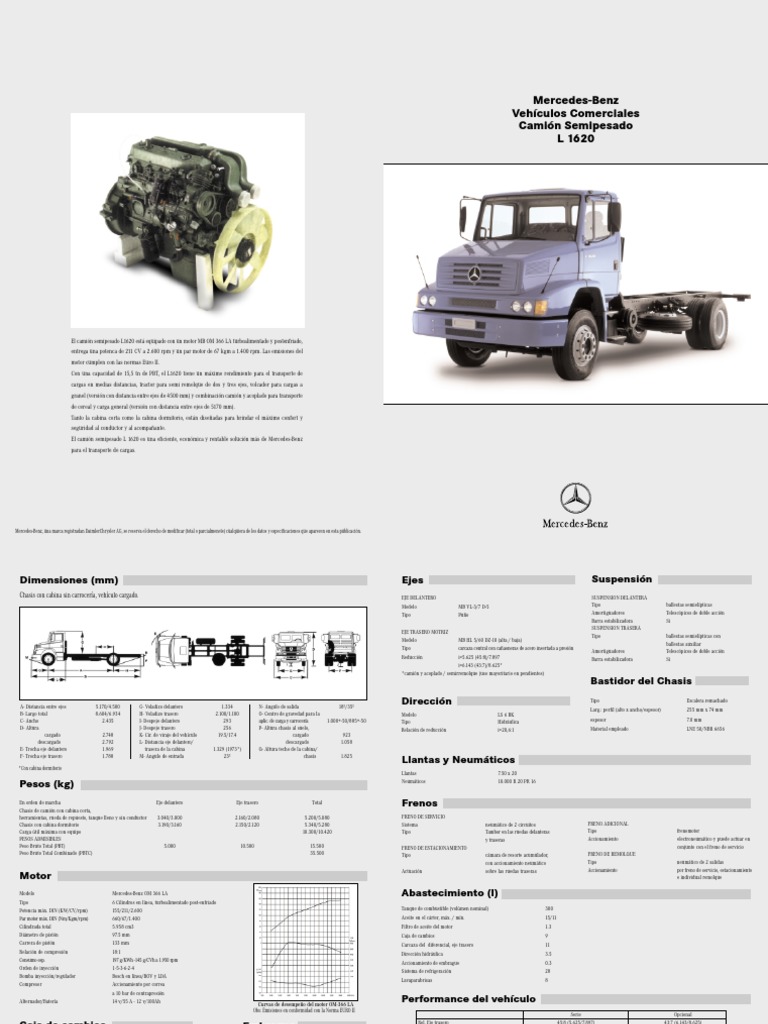 Ficha Técnica Camión Mercedes L1620 | PDF | Camión | Eje