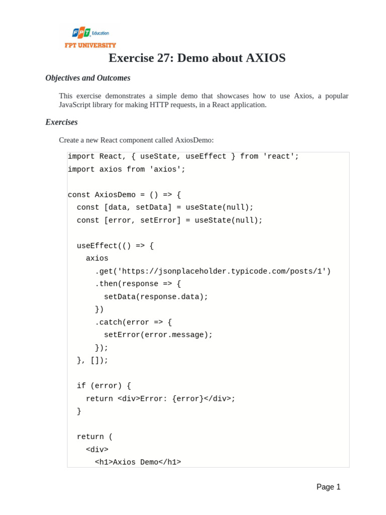 Exercise 27 - Demo About AXIOS | PDF | World Wide Web | Internet & Web