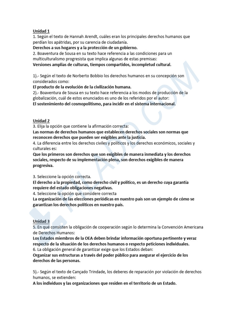 Respuestas Primer Parcial DDHH | PDF | Derechos humanos | Convenio europeo de derechos humanos