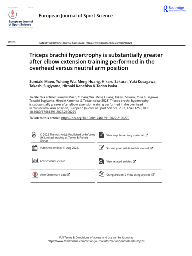 Triceps Brachii Hypertrophy Is Substantially Greater After Elbow ...