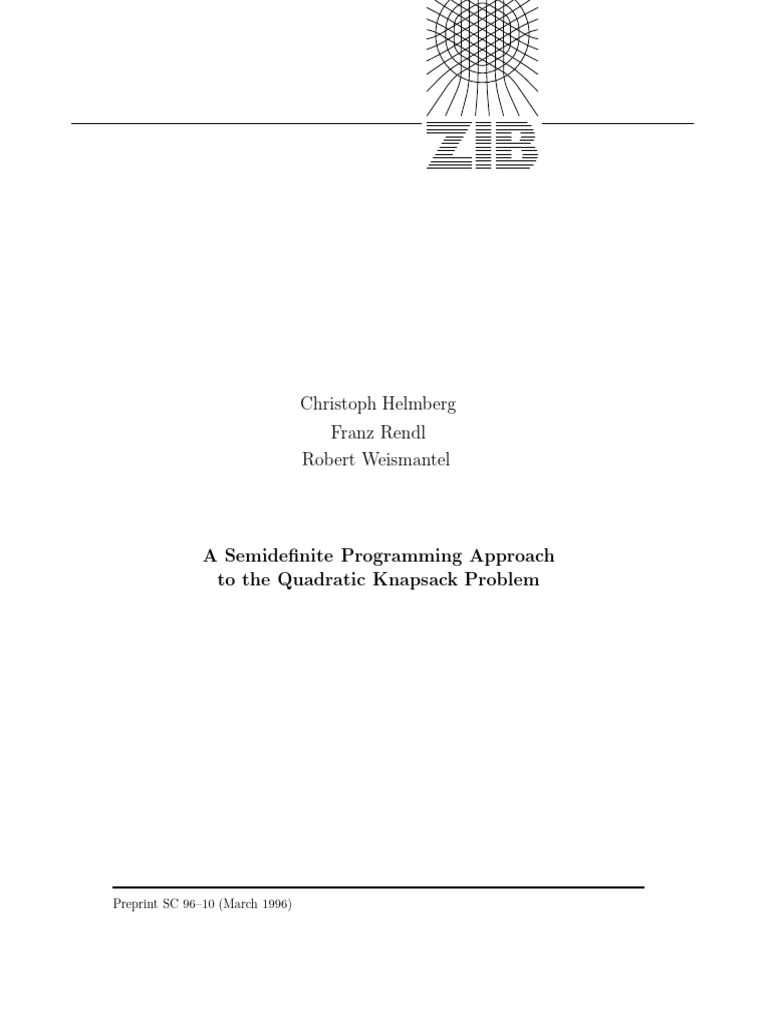 A Semidefinite Programming Approach To The Quadratic Knapsack Problem 1614