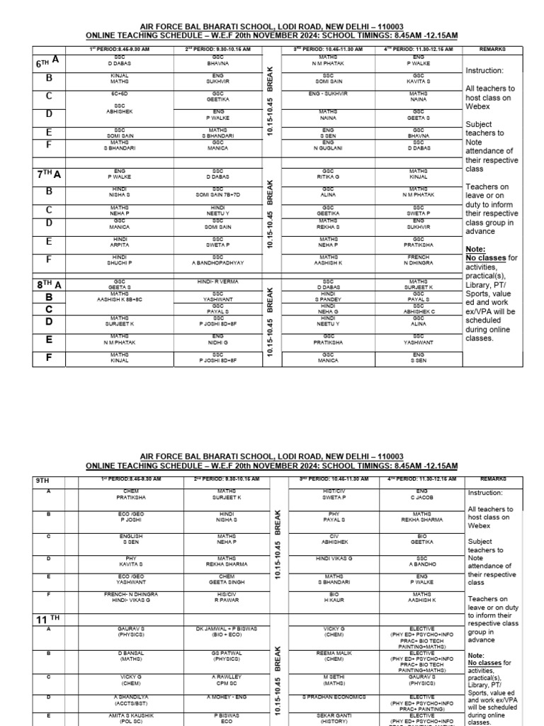 Online Class Schedule | PDF