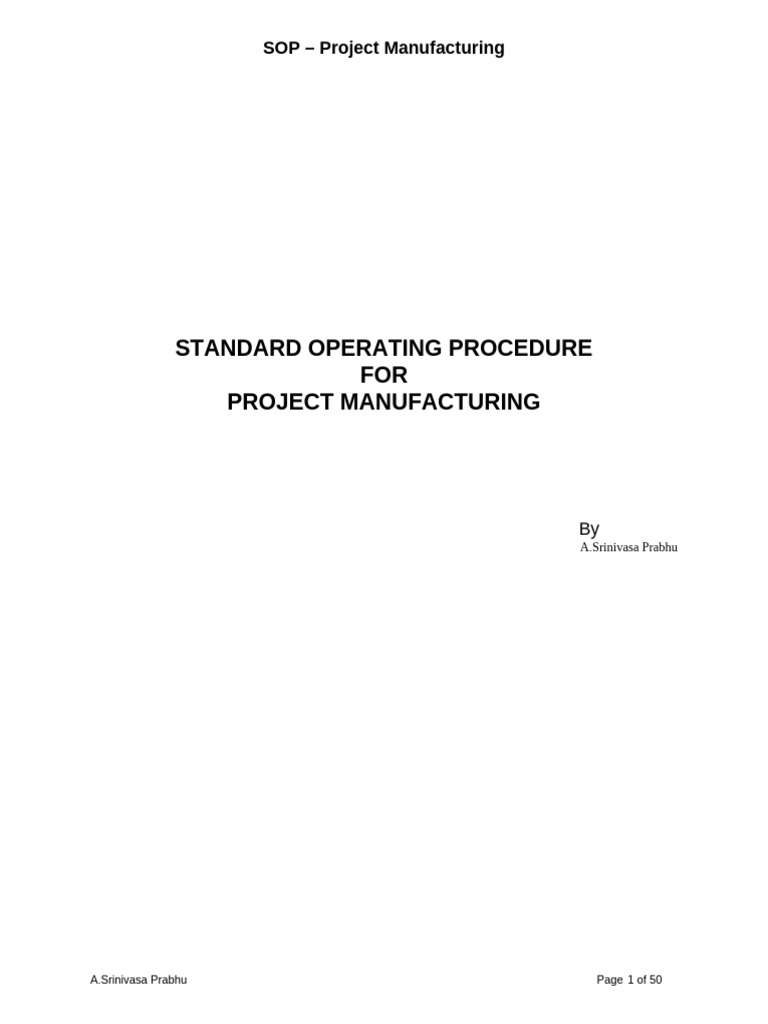 SOP - Project - Manufacturing V1.0 | PDF | Accrual | Budget