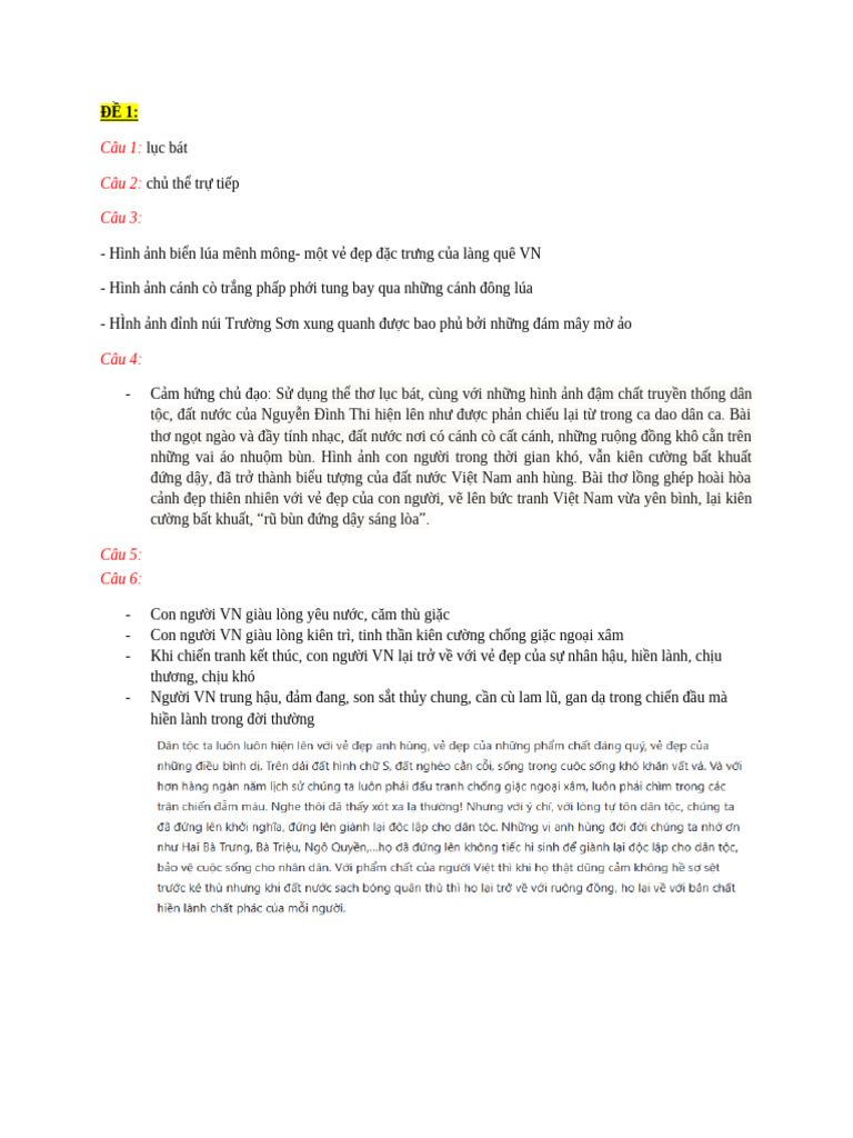 ÔN TẬP VĂN CUỐI HKI | PDF