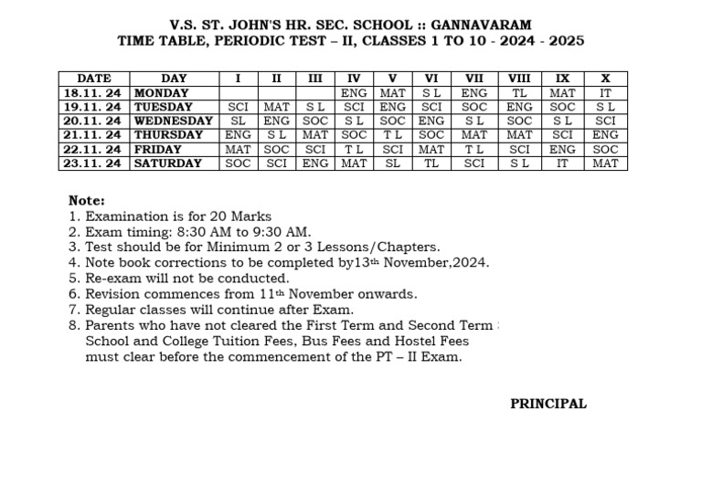 PT2 Exam Timetable 2024-2025 | PDF