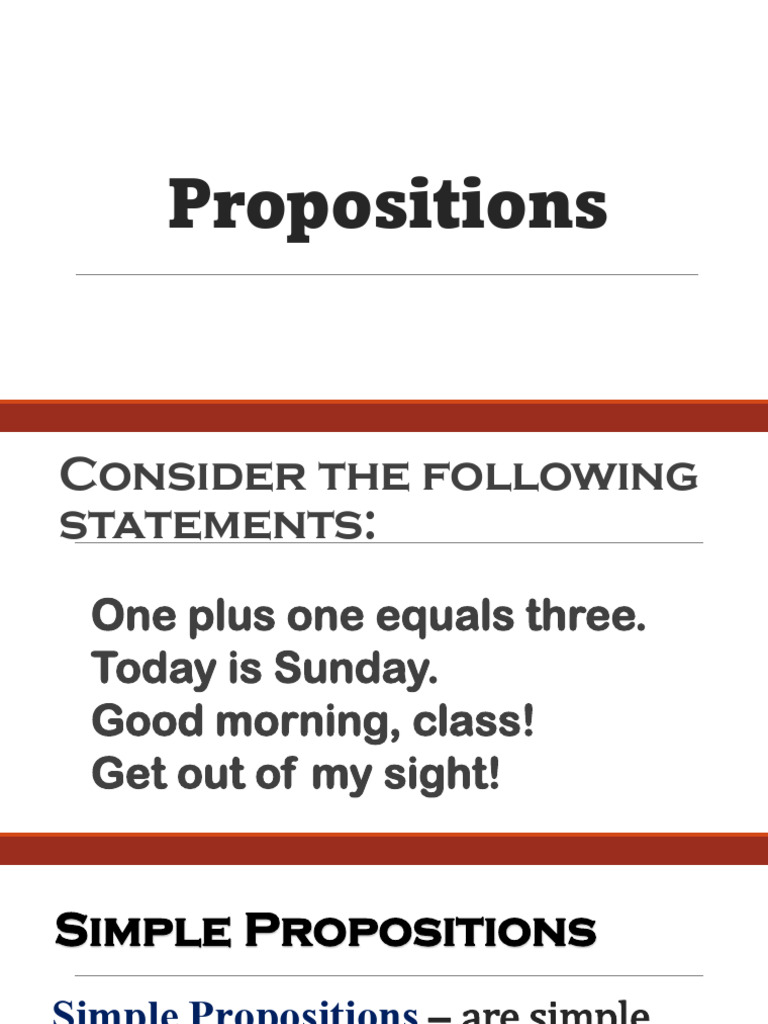 Propositions | PDF | If And Only If | Proposition