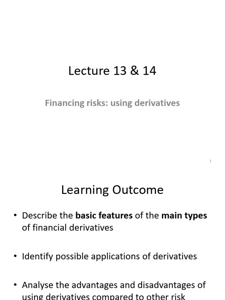 RM Lecture 13 - 14 New Only | PDF | Derivative (Finance) | Option (Finance) RM Lecture 13 - 14 New Only | PDF | Derivative (Finance) | Option (Finance)