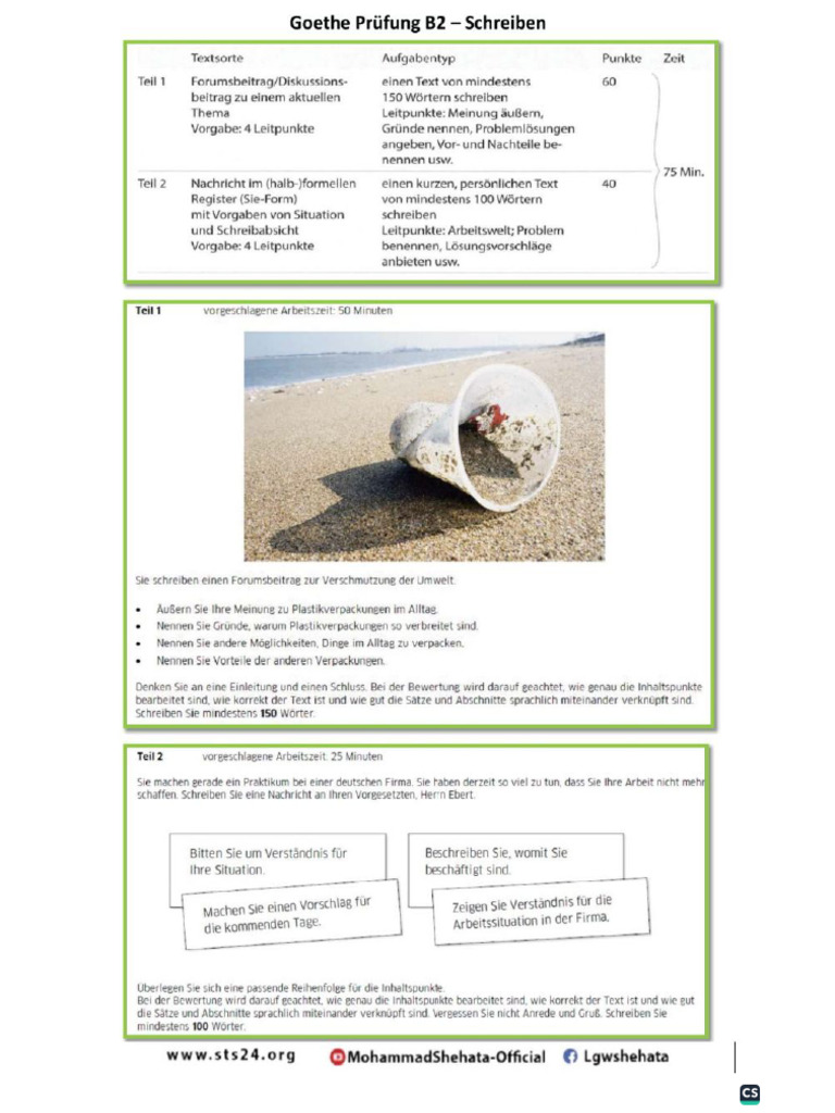 012 - B2 نظرة عامة على امتحان جوته الكتابة - Schreiben PDF | PDF